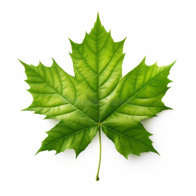 Hyper-realistic Green Maple Leaf Isolated on White Stock Illustration ...