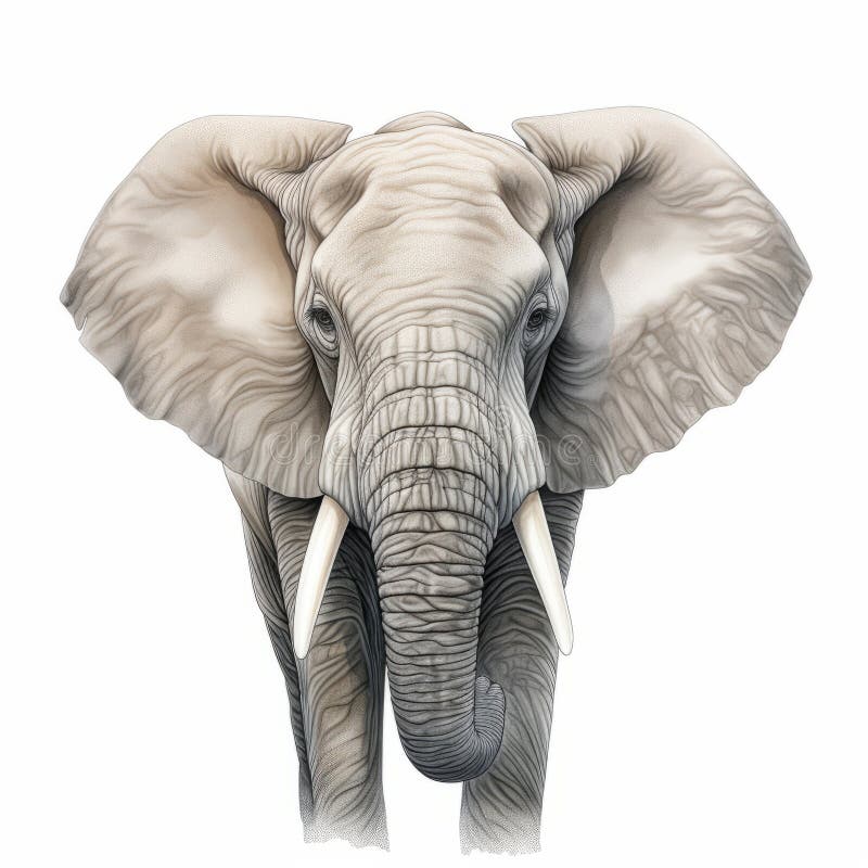 Realistic Elephant Coloring Page: Detailed Illustration of Elephant by ...