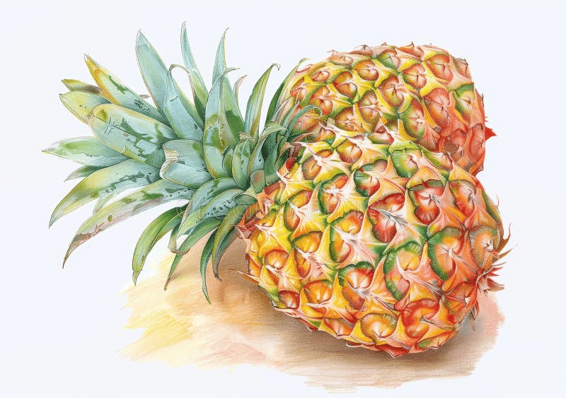 Hyper-Realistic Hand-Drawn Pineapple Illustration with Colored Pencils ...
