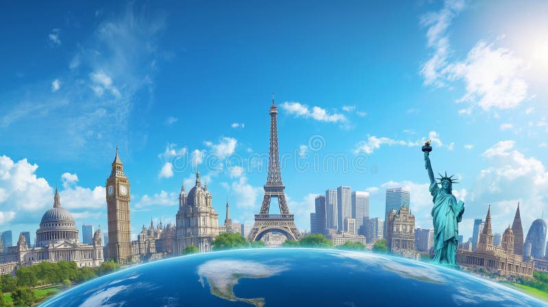 Hyper-Realistic High-Resolution Image of Global Landmarks Under Clear ...
