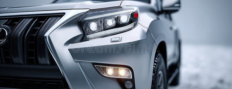 A Hyper-realistic Highlights a Shiny Silver SUV with Detailed Lighting ...