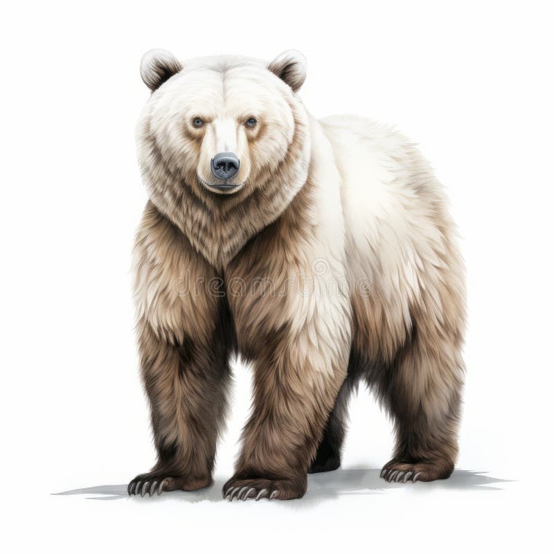 Colorful Realism: Highly Detailed Illustration of a Bear in White ...
