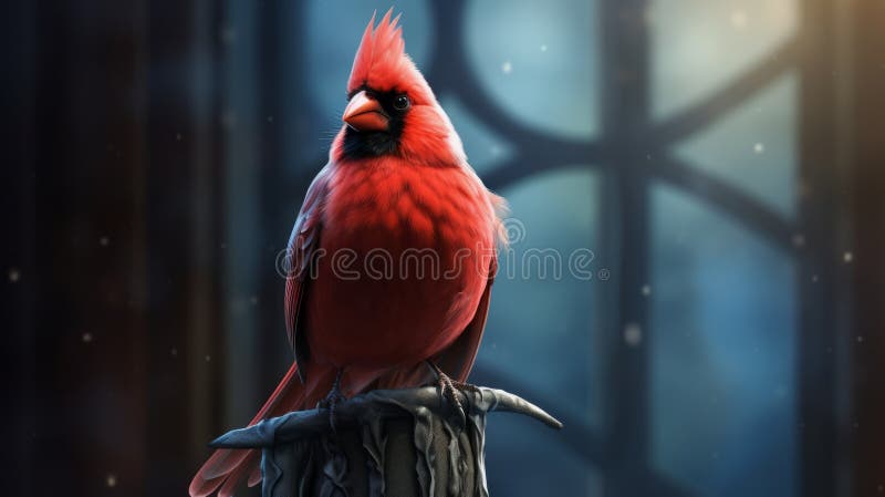 Hyper-realistic Illustration of Cardinal Poll Sitting on Perch Stock ...