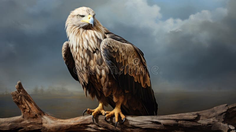 Hyper-realistic Illustration of Eagle Named Poll Sitting on a Perch ...