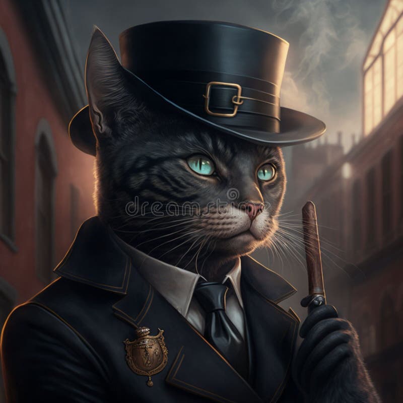 Hyper-realistic Illustration Portrait of a Cat in a Human Costume ...