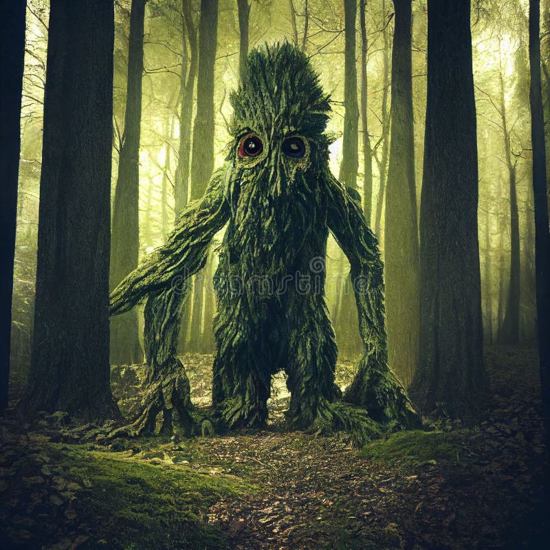 Hyper-realistic Illustration of Tree Monster in Woods Stock Photo ...