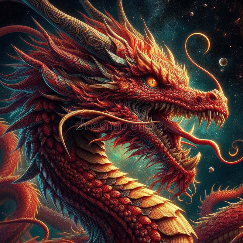 Hyper-Realistic Illustrations. Beautiful Dragon Stock Illustration ...