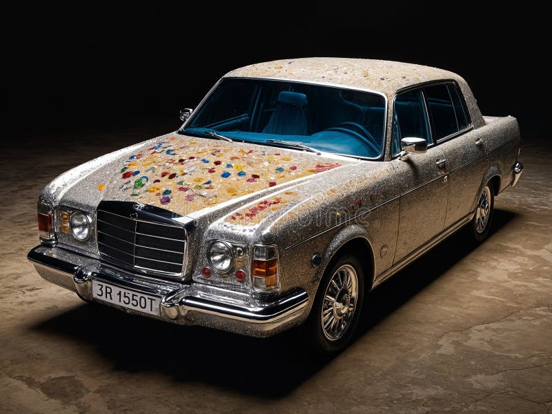 A Hyper-realistic Image of a Car Encrusted with a Shimmering Array of ...