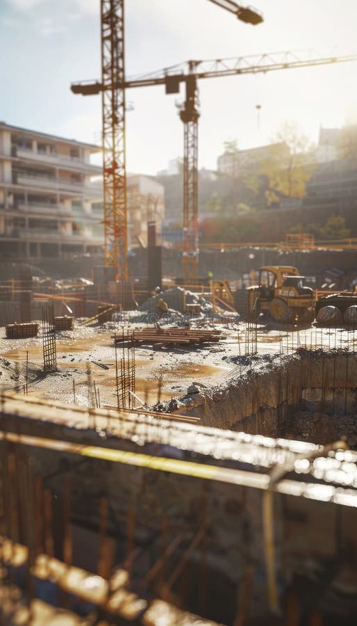 Hyper Realistic Image of a Construction Site Featuring an Open Trench ...