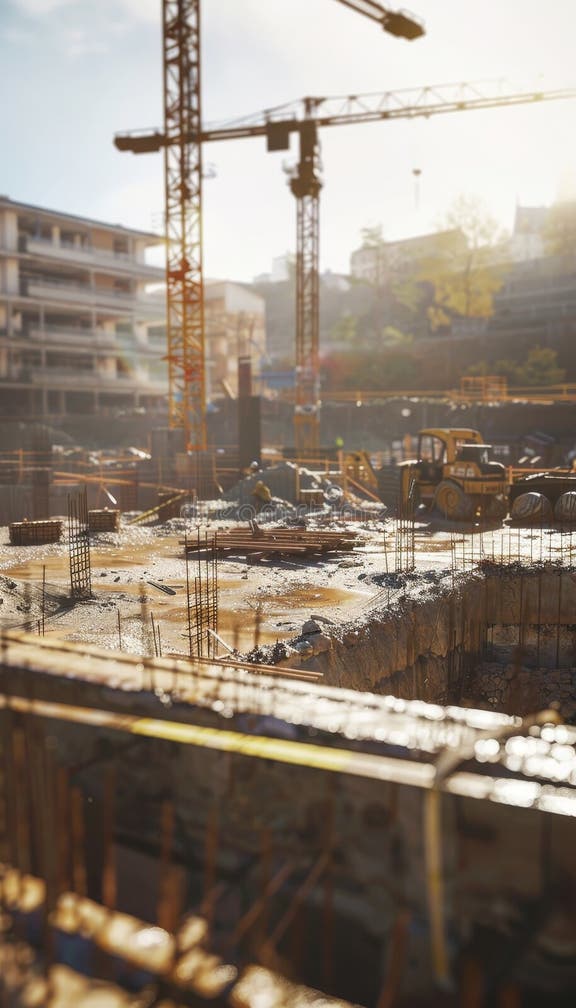 Hyper Realistic Image of a Construction Site Featuring an Open Trench ...