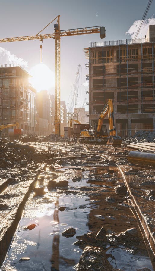 Hyper Realistic Image of a Construction Site Featuring an Open Trench ...