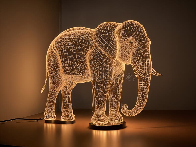 Hyper-realistic Image of an Elephant Shaped Lamp with Intricate ...