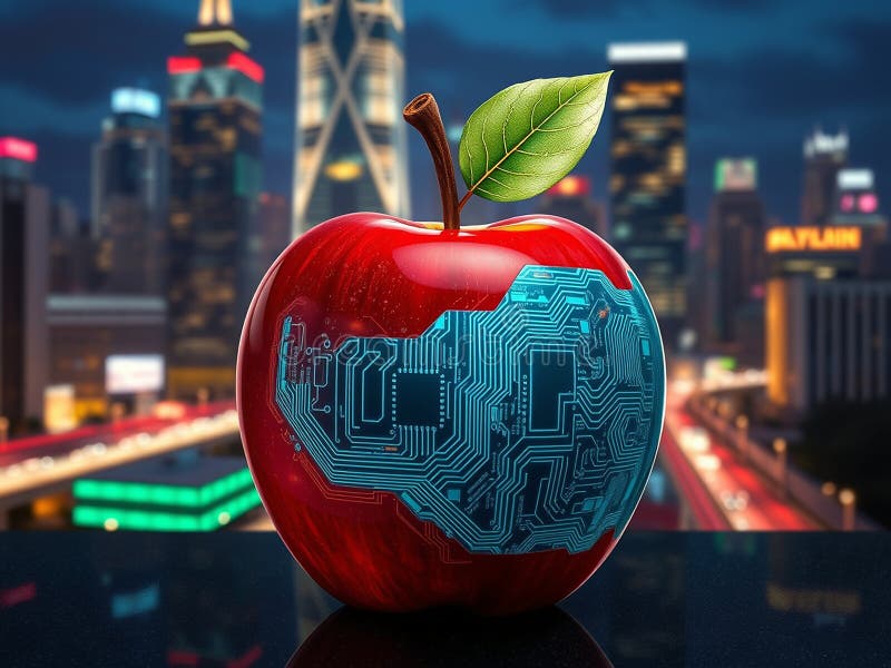 Hyper-realistic Image of a Futuristic Apple with a Circuit Board ...