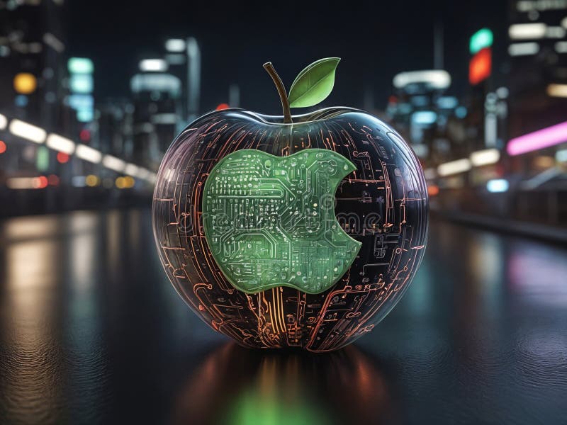 Hyper-realistic Image of a Futuristic Apple with a Circuit Board ...