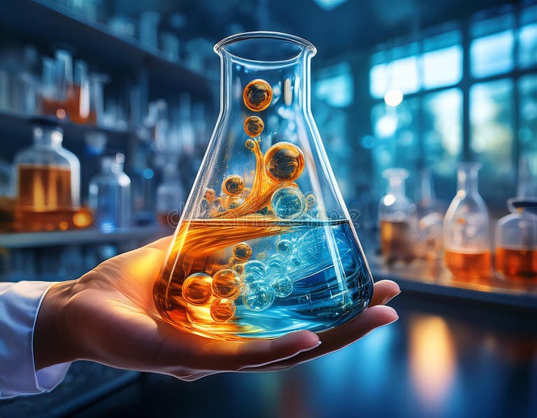 A Hyper-realistic Image of a Hand Holding an Erlenmeyer Flask. in the ...