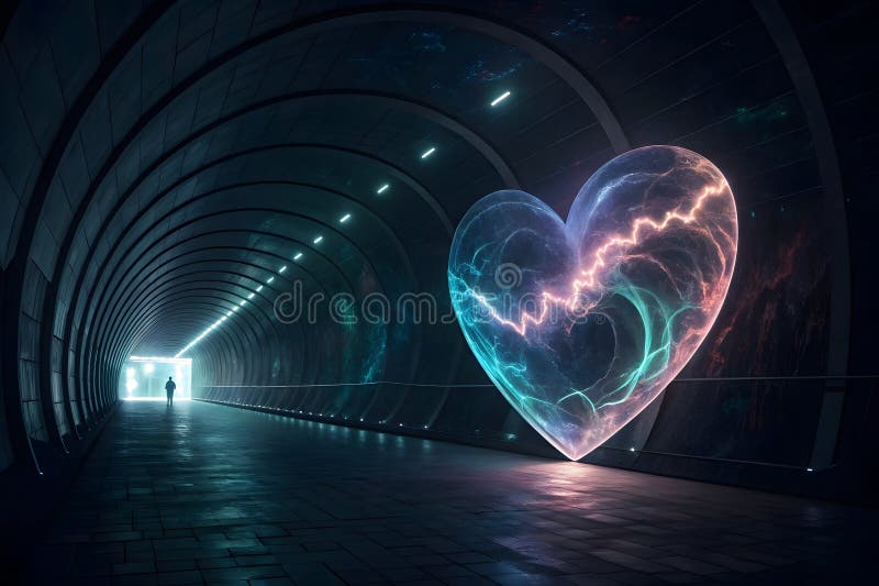 A Hyper Realistic Image of a Holographic Heart Beating Rhythmically in ...