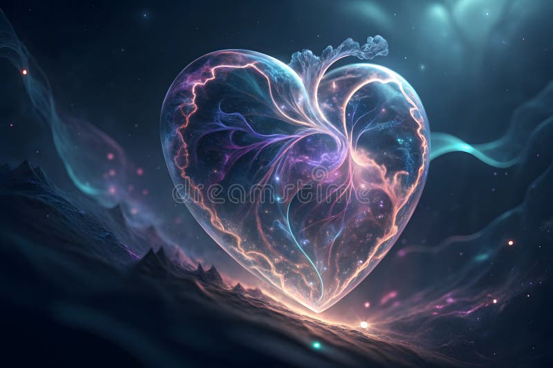 A Hyper Realistic Image of a Holographic Heart Beating Rhythmically in ...