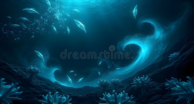 AI-Generated Dark Background Ocean Abyss Stock Illustration ...