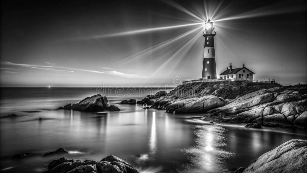 A Hyper Realistic Image of a Seascape and a Lighthouse Stock ...