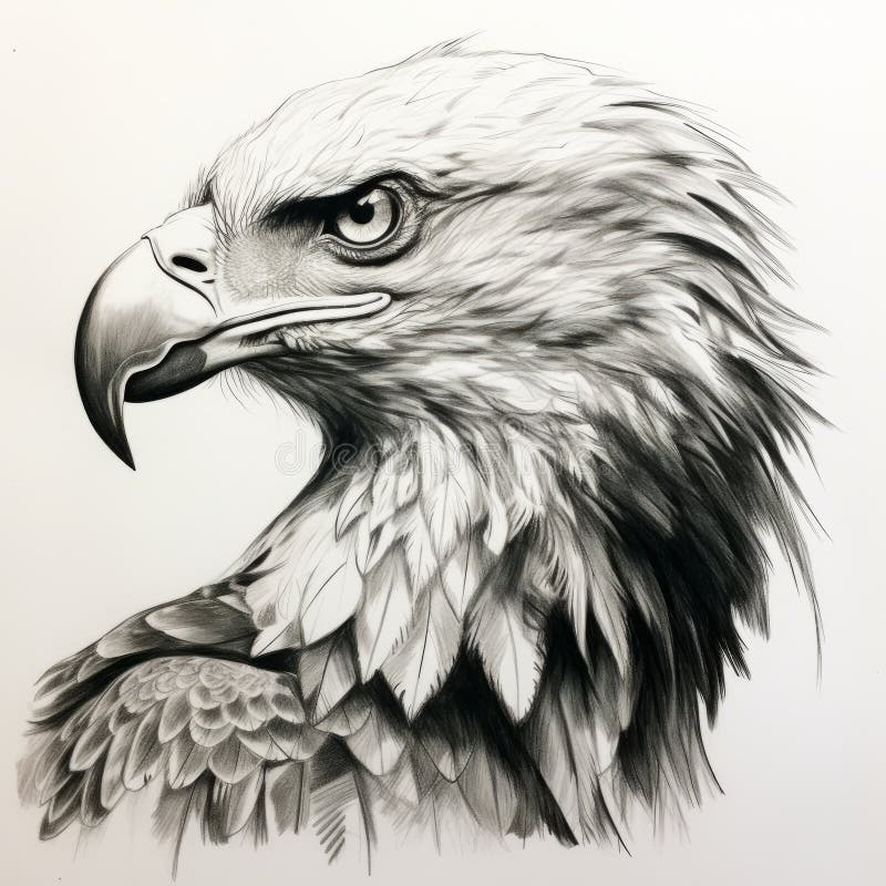 Hyper-realistic Inked Eagle Head Drawing Commission Stock Illustration ...