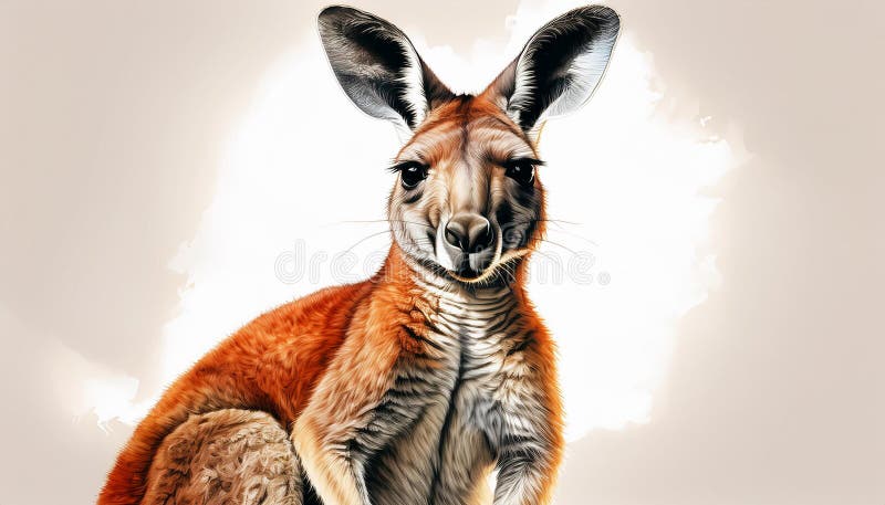 Hyper-realistic Kangaroo Illustration on White Background Stock ...