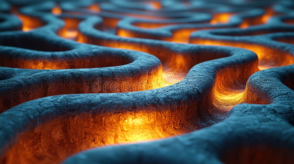 Hyper Realistic Labyrinth with Glowing Pathways and Textured Surfaces ...
