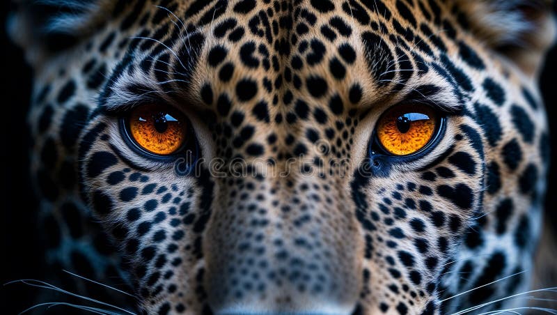 Hyper Realistic Leopard Portrait with Mesmerizing Amber Eyes Stock ...