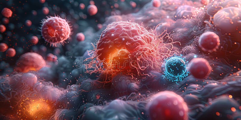 Hyper-Realistic Light Pink Dendritic Cell and Blue T-Cell in ...
