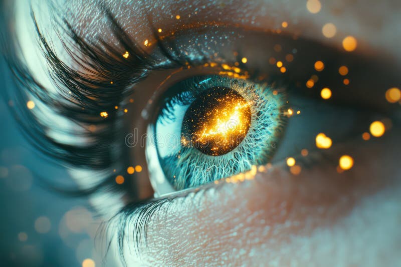 Exploding Cosmos Reflected in Photorealistic Human Eye Close-up Stock ...