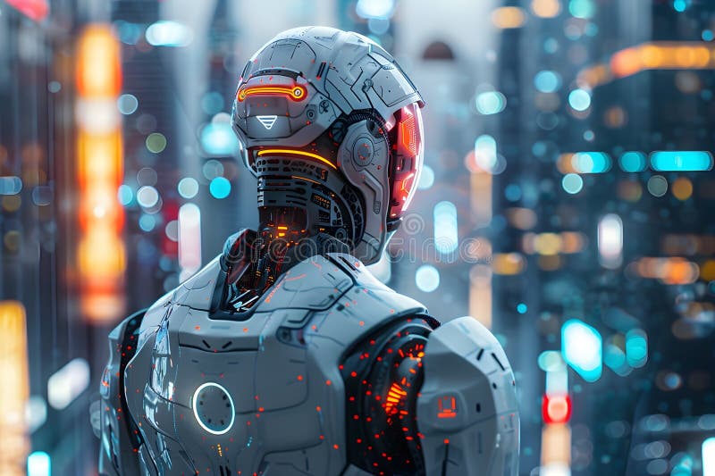 A Hyper-realistic Macro Photograph of a Humanoid Robots Back Stock ...