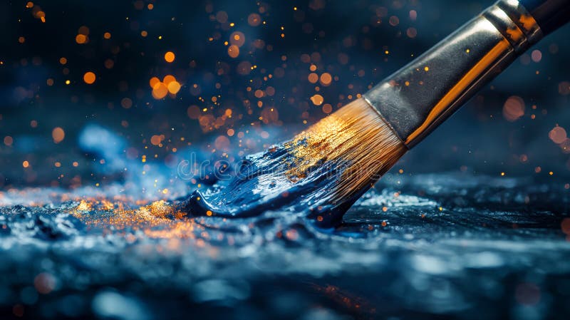 Hyper Realistic Magic Brush Mixing Vibrant Red Paint at Sunset ...