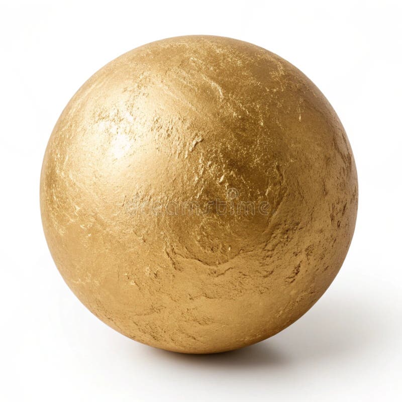 Hyper Realistic Matte Gold Orb Floating Isolated on White Background ...