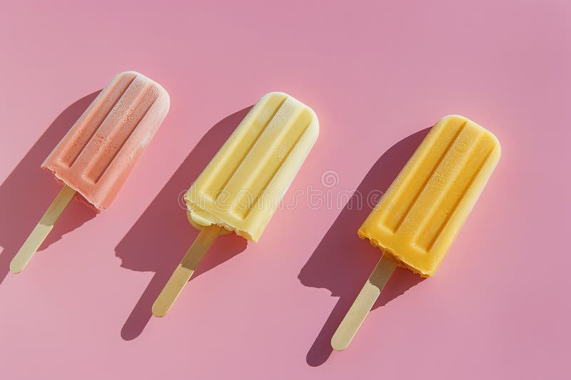 Hyper Realistic Medium Format Shot of Ice Cream Pops on a Trend of the ...