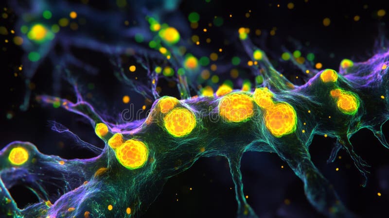 Hyper Realistic Microscopic View of Microglia Cell Activity Stock Illustration - Illustration of ...