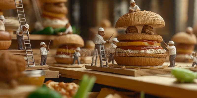 A Hyper-realistic Miniature Scene of Tiny Bears Carefully Frying French ...