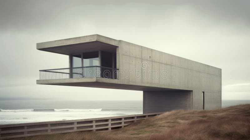 Hyper-realistic Minimalist Architecture: Concrete House by the Ocean ...
