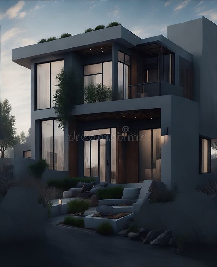 Hyper Realistic Modern House Stock Illustration - Illustration of ...