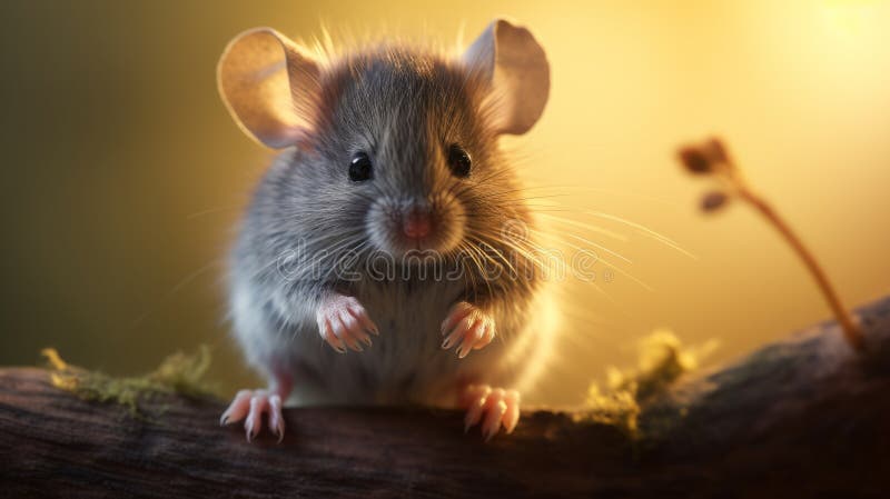 Hyper-realistic Mouse on Branch: Captivating Rtx Artwork with Emotive ...