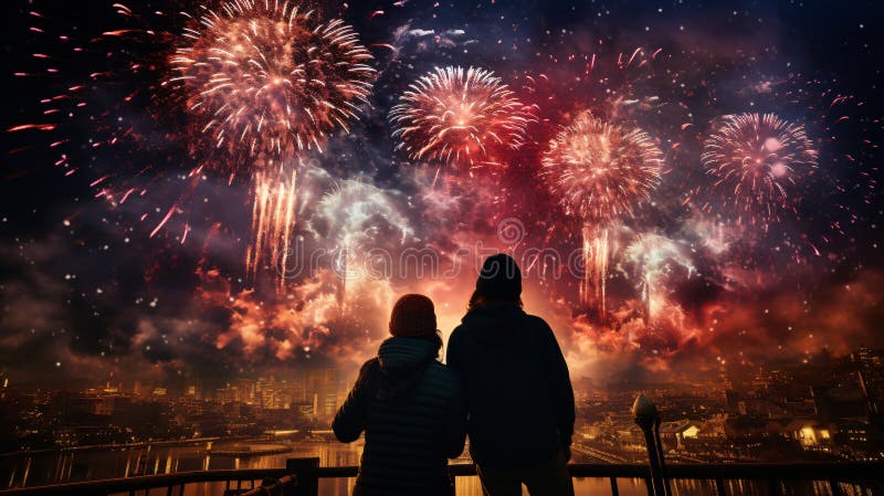 Explosive Fireworks Display Illuminated by Vibrant Colors in the Night ...