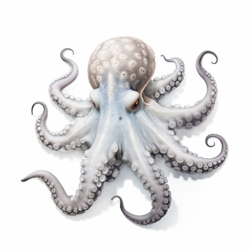 Hyper-realistic Octopus Illustration on White Background Stock ...