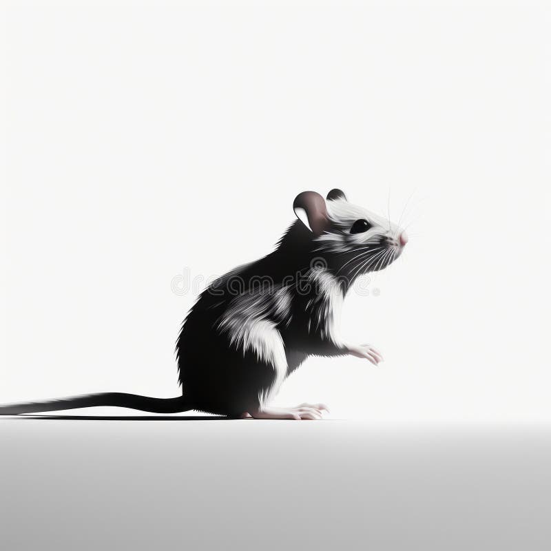 Hyper-realistic Oil Illustration of a Black and White Mouse Stock ...