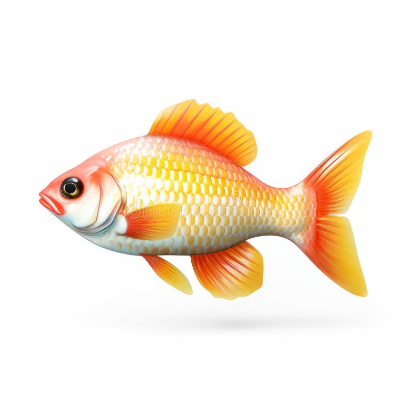 Hyper-realistic Orange Fish Illustration on White Background Stock ...