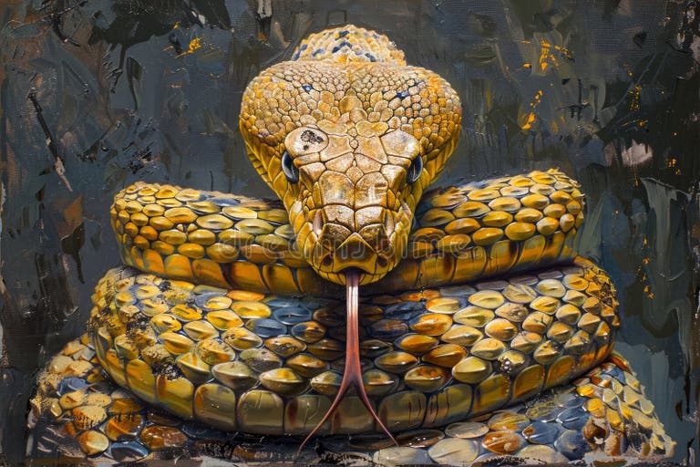 Hyper Realistic Painted Python Displaying Vibrant Scales and Menacing ...