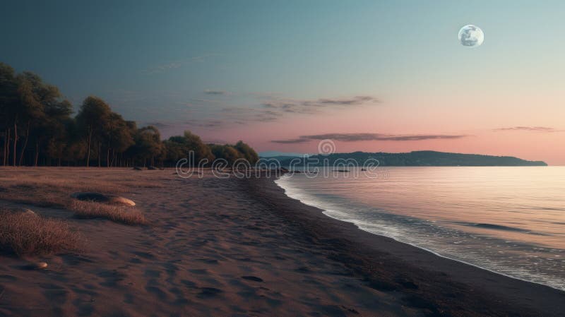 Hyper Realistic Photo of Sandy Beach at Dusk with Amazing Composition ...