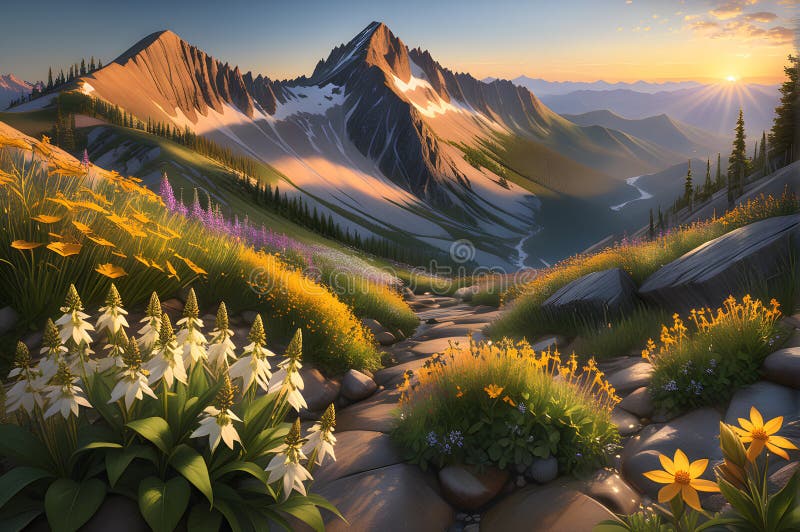 Hyper Realistic Photograph of a Nature Scene Water Fall, Forest, Green ...