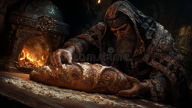 Artisan Baker in Rustic Setting Stock Illustration - Illustration of ...