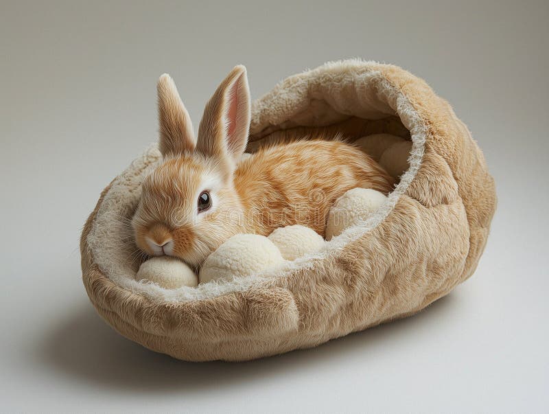 Cozy Rabbit Carrier with Plush Design Stock Illustration - Illustration ...