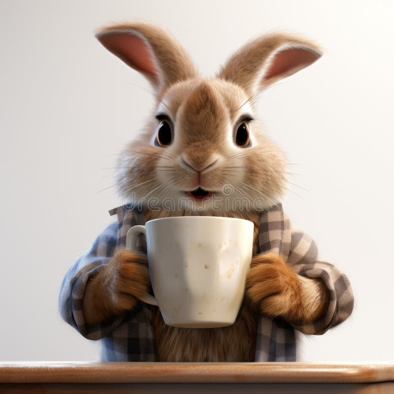 Hyper-realistic Rabbit with Coffee: 8k Rendering and Lively ...