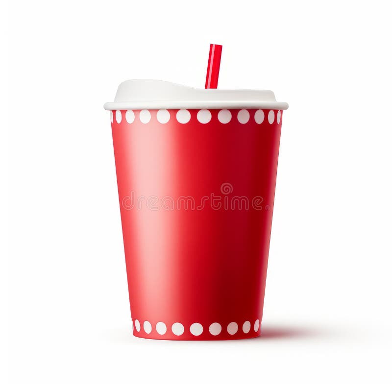 Hyper-realistic Red Paper Cup with Straw and Dotty Pattern Stock ...