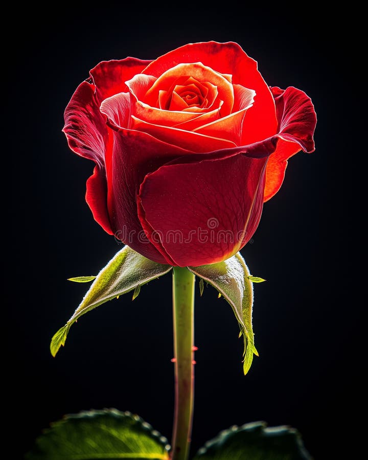 Hyper-realistic Red Rose Macro on Black Background with Cinematic ...